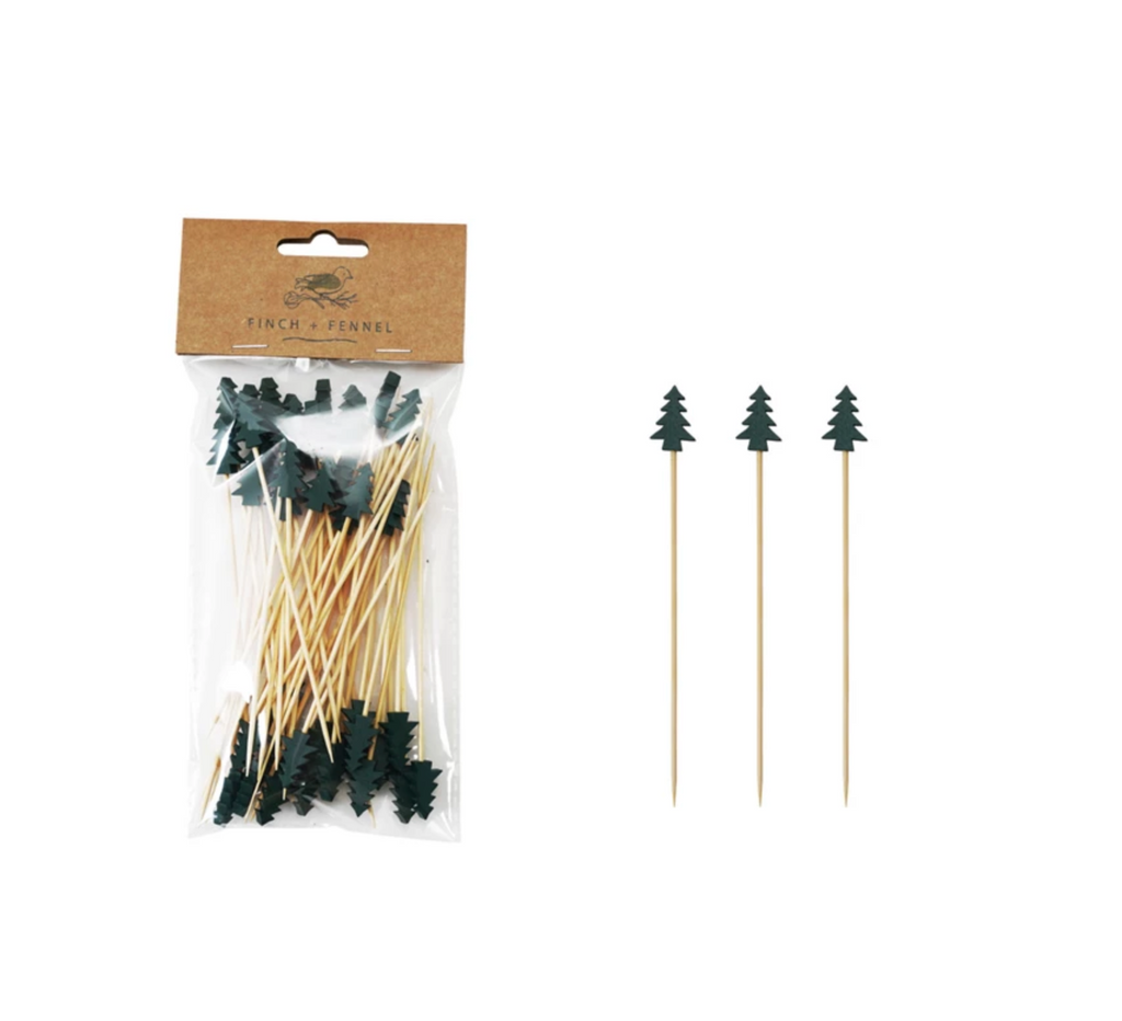 Bamboo Single Use Skewers with Tree Shaped Handles, Set of 50 ...