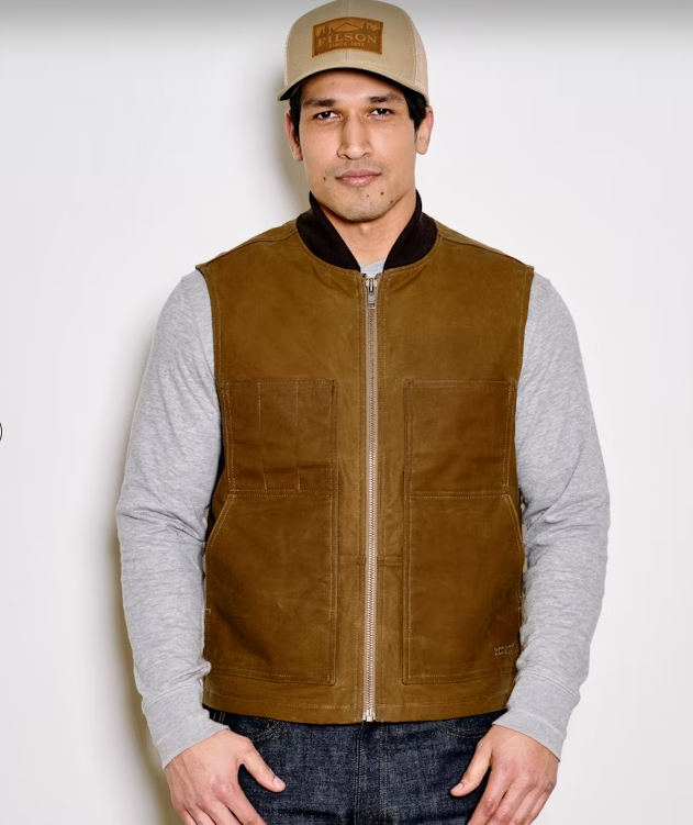 TIN CLOTH INSULATED WORK VEST FILSON DARK TAN – Hallstrom Home