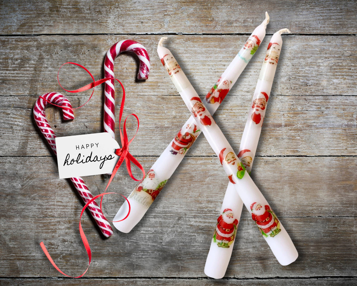 Vintage Inspired Santa Christmas Taper Candles Home Decor – Hallstrom Home